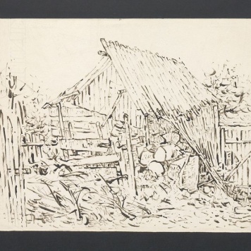 Podwórko; Szkic zagrody | Muzea Wielkopolski